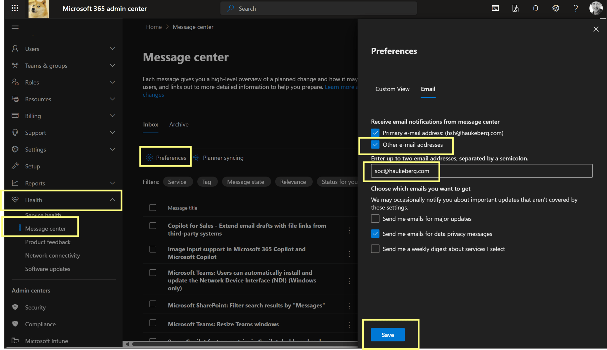 Connecting a response center (SOC/IRT) with message center in M365 ...